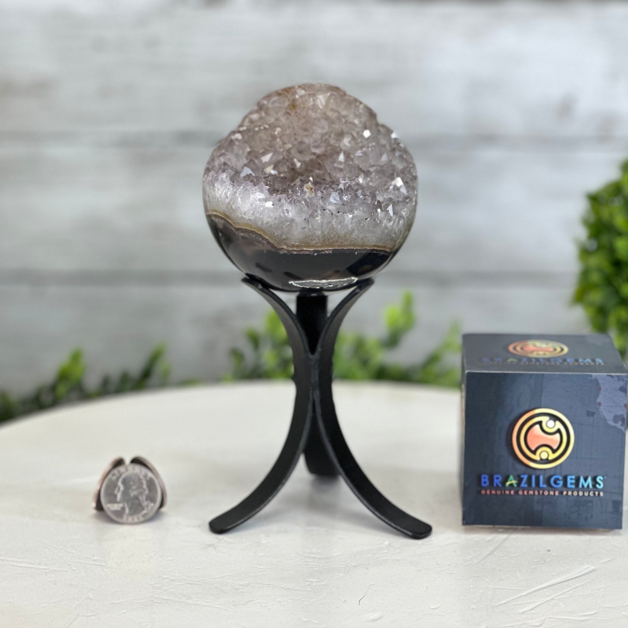 Amethyst Sphere on a Metal Base by Brazil Gems® #5630-0042 - Brazil Gems