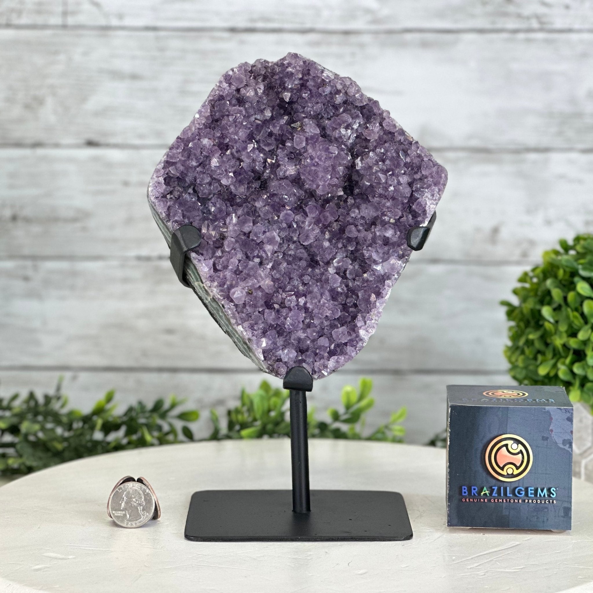 Amethyst Cluster on a Metal Base For Sale by Brazil Gems® #5491-0055 ...