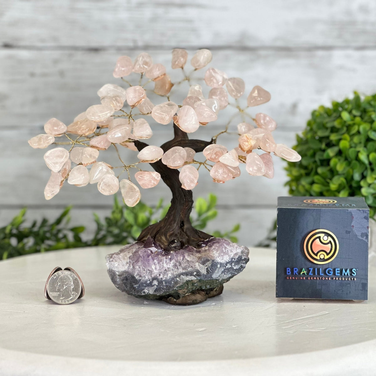 Rose Quartz Gemstone Tree 7" tall Model #5402ROSQ | Brazil Gems